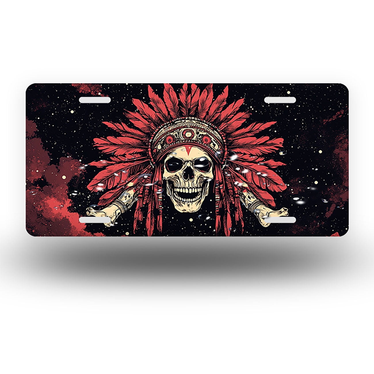Native inspired Skull with Feathers Front License Plate, Funny Standard ...