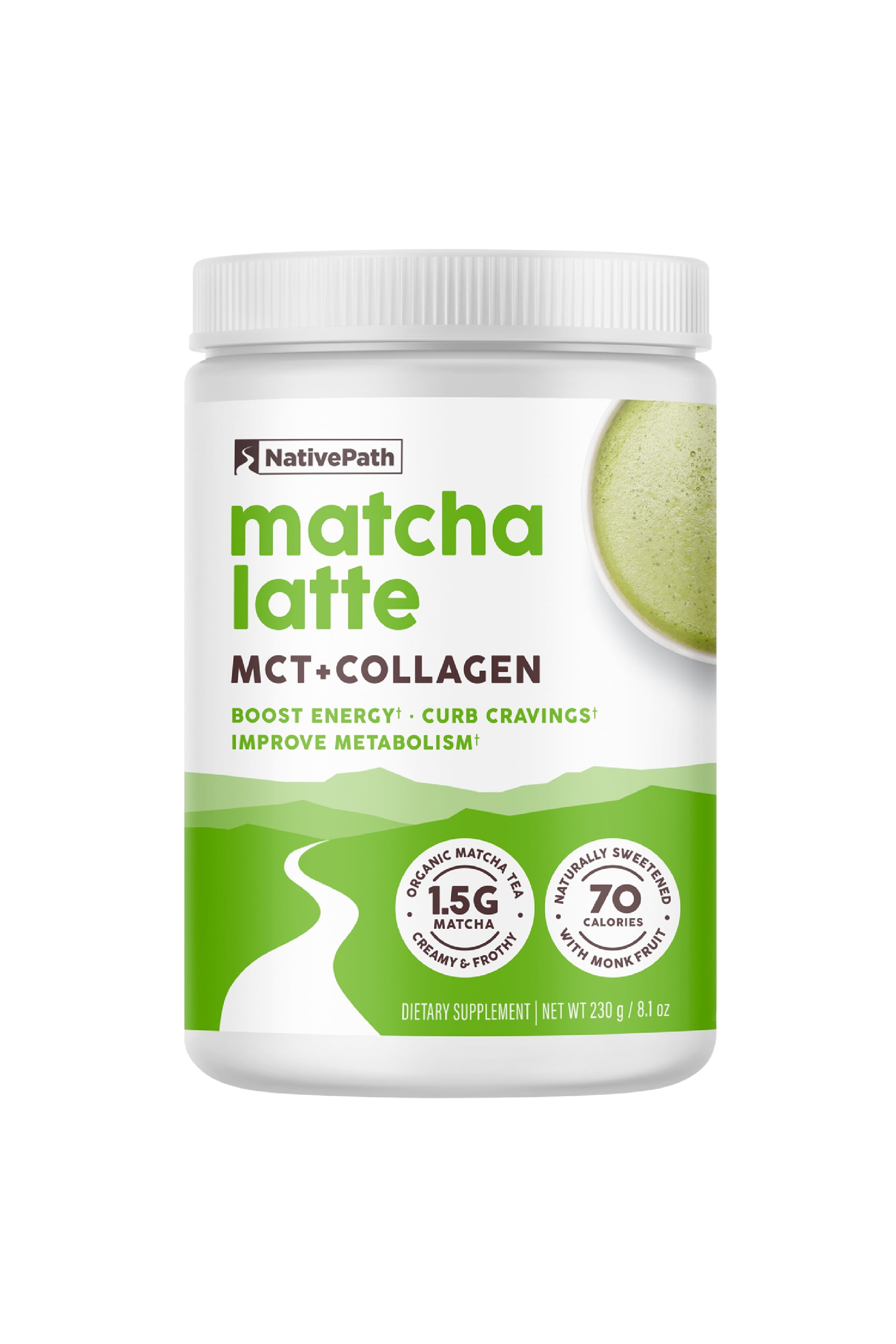 NativePath Collagen Peptides, Matcha Latte, 230g, Grass-Fed Protein ...
