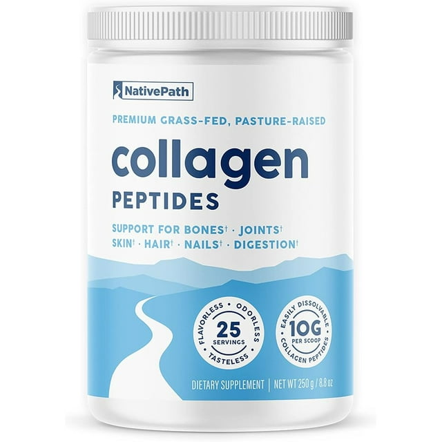 NativePath Collagen Peptides Protein - Hydrolyzed Type 1 & 3 for Bones, Skin, Hair, Nails - 8.8 ...