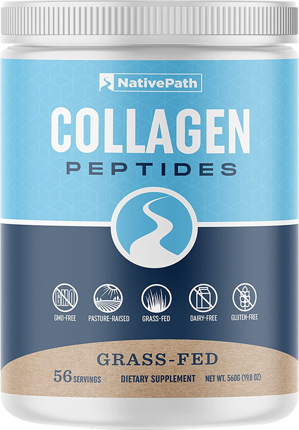 NativePath Collagen Peptides Protein - Type 1 & 3 for Hair, Skin, Nails - 19.8 oz (56 Servings ...