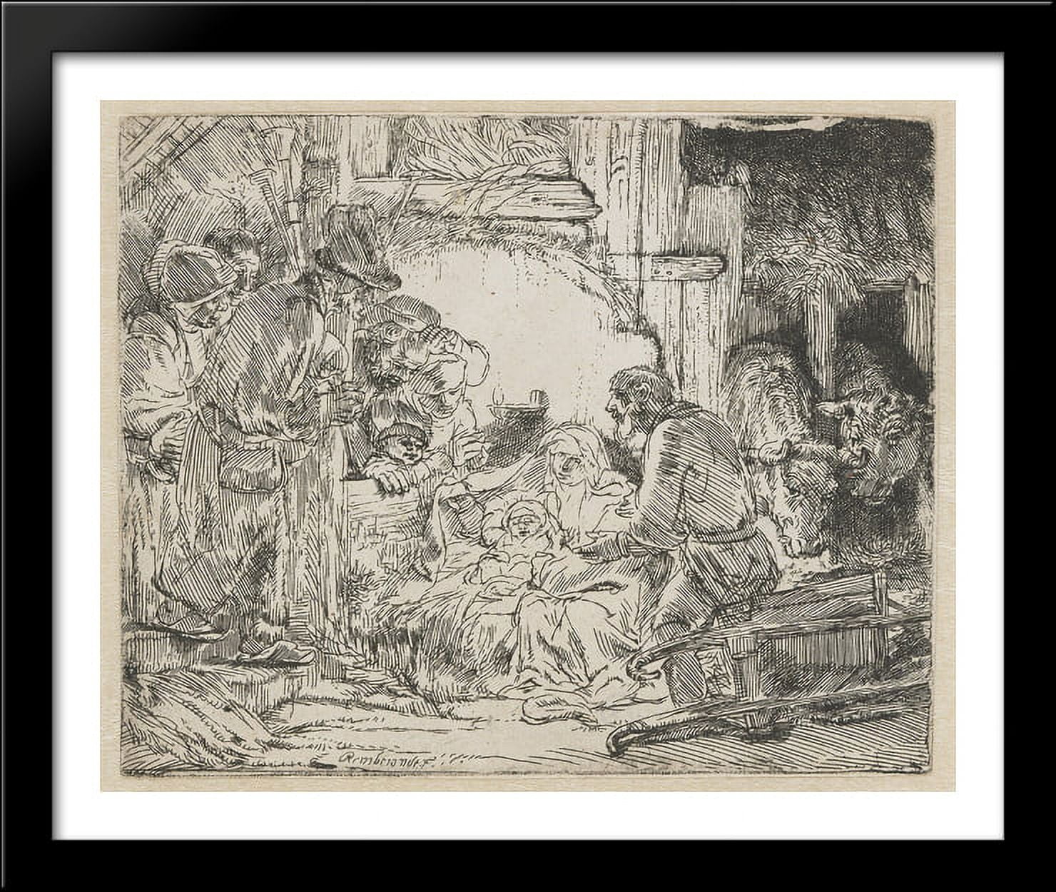 Nativity 34x28 Large Black Wood Framed Print Art by Rembrandt - Walmart.com