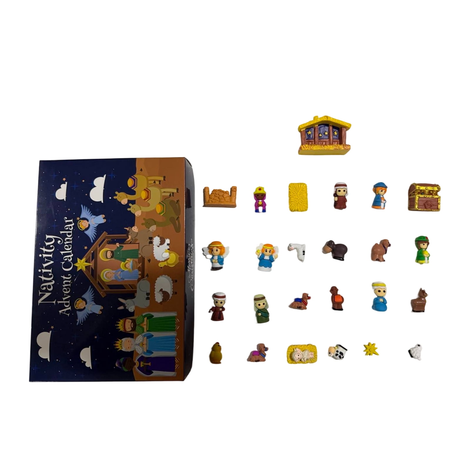 Nativity Advent Calendar, 25PCS Story Nativity Scene Playset, Religious ...