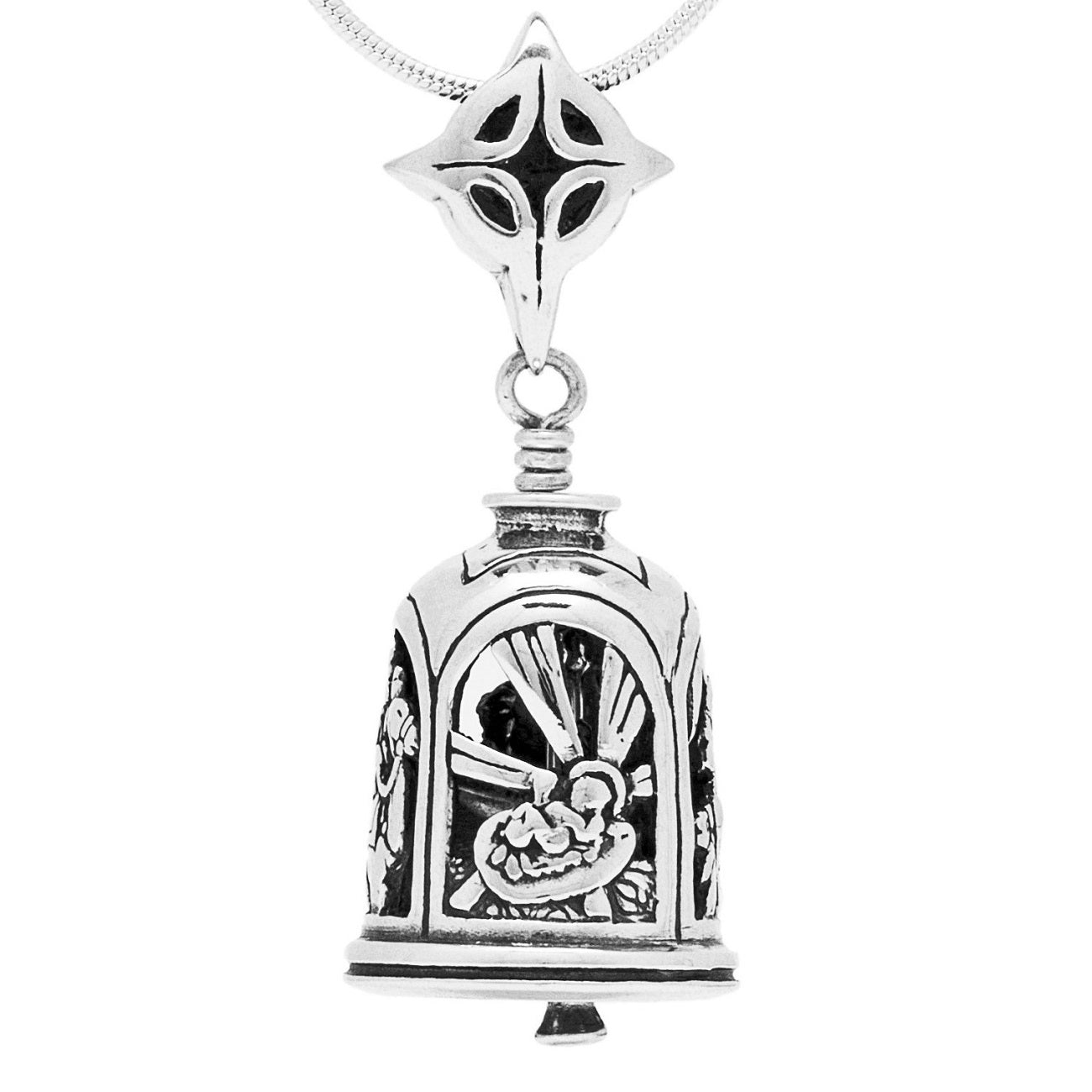 Nativity Bell Pendant - Collectable Detailed Sterling Silver Pendant ...