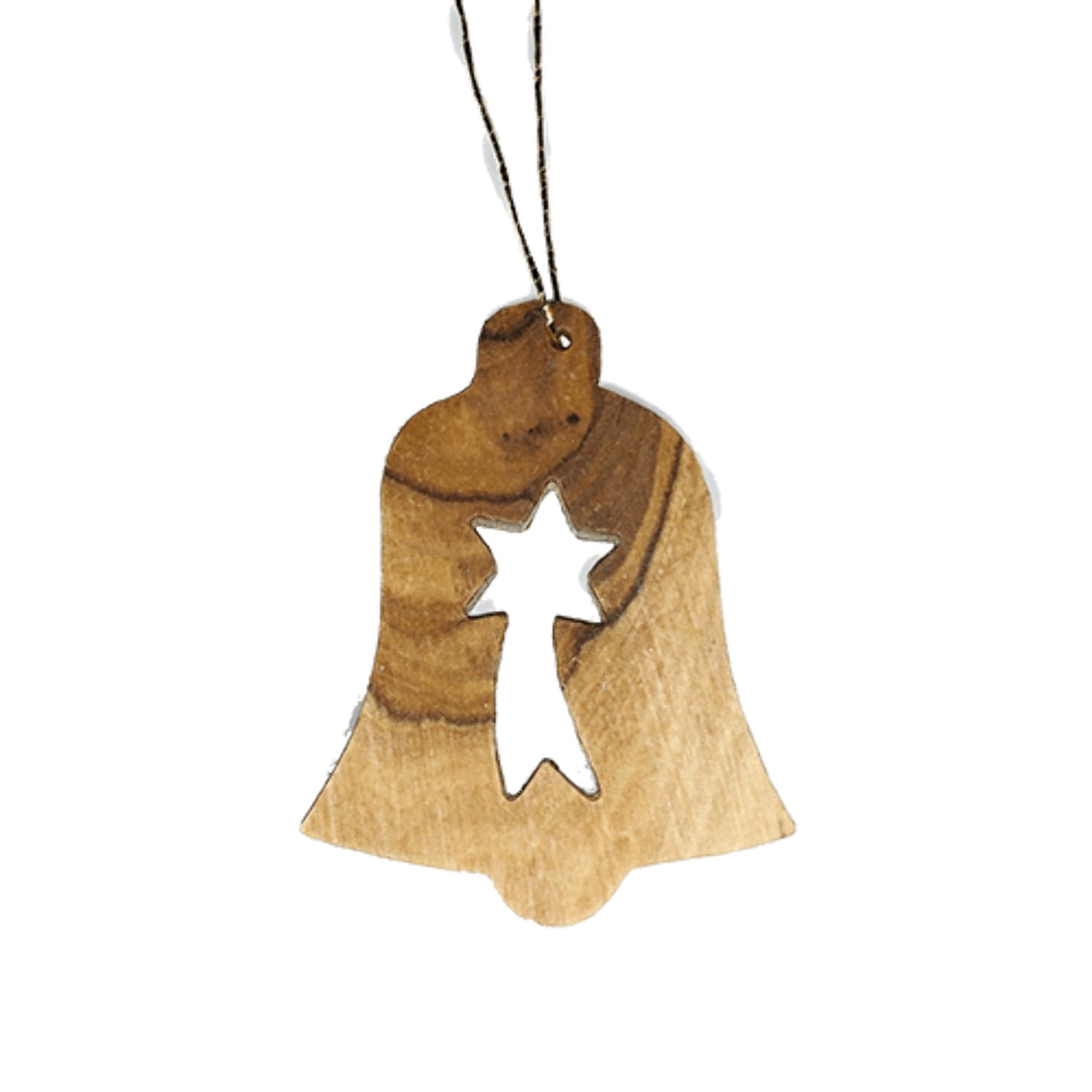 Nativity Bell with Christmas Star - 2D- Holy Land Olive Wood Ornament ...