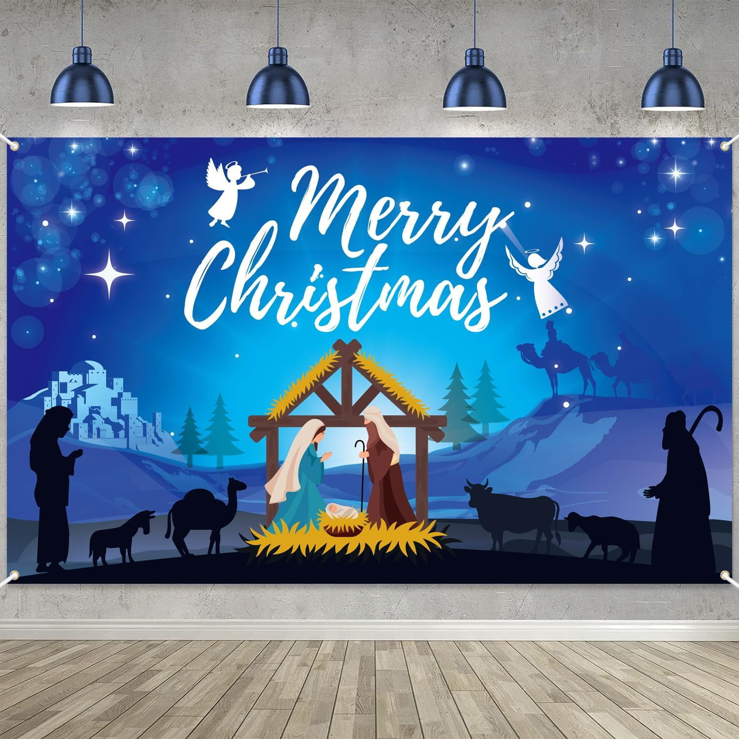 Nativity Christmas Banner Decoration Jesus Nativity Backdrop Religious ...