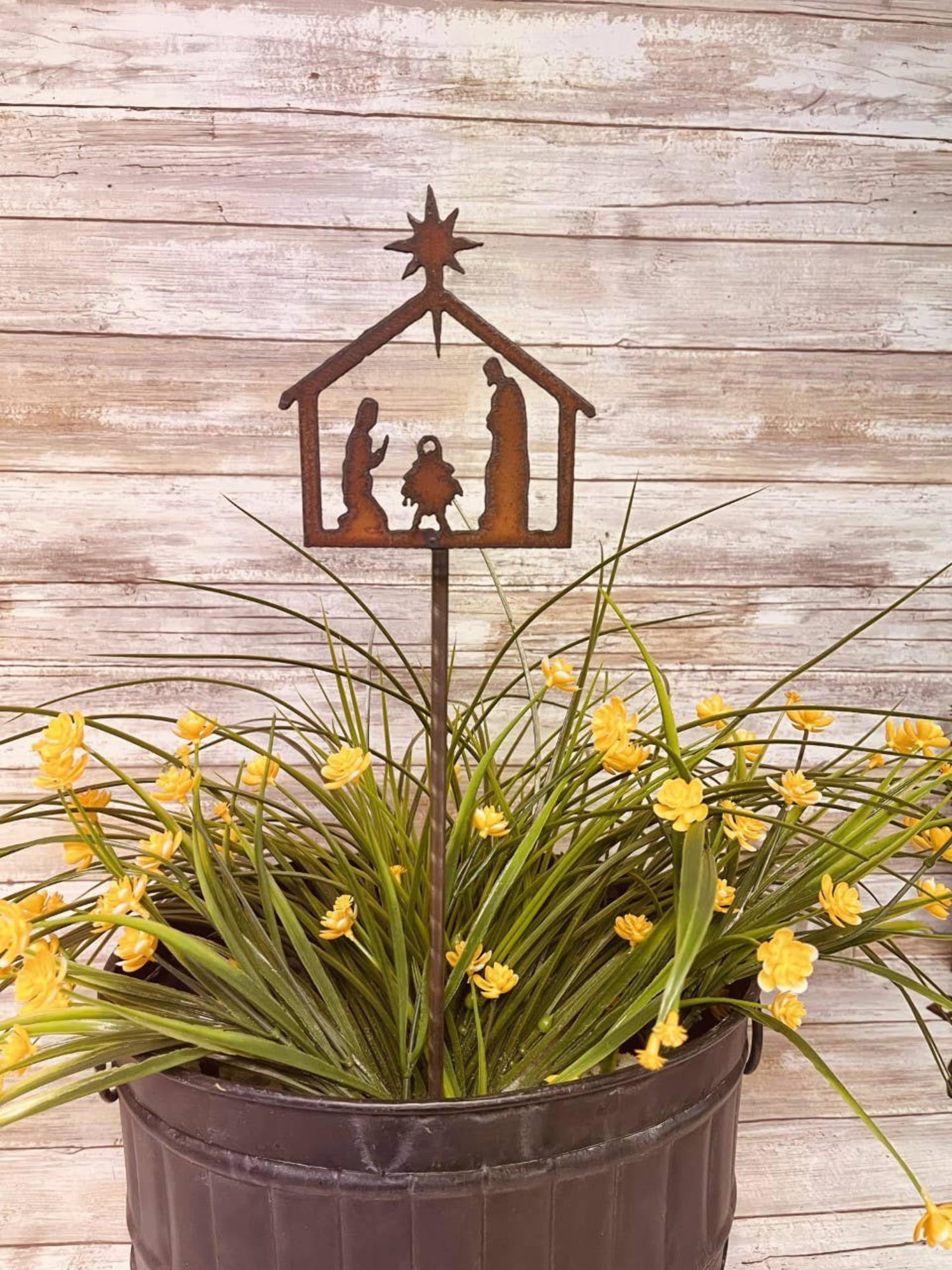 Nativity Christmas Garden Plant Stake Rustic Metal - Walmart.com