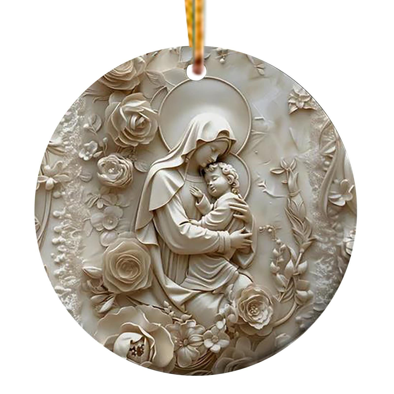 Nativity Christmas Ornament, Mother Mary and Jesus Acrylic Hanging ...