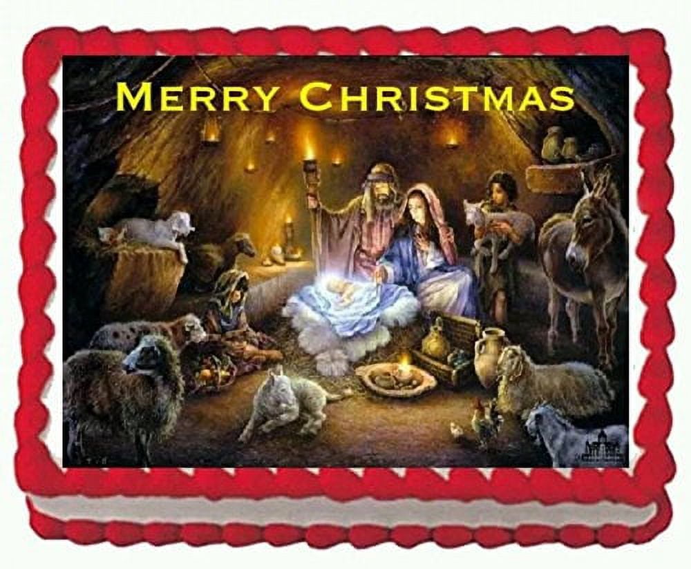 Nativity Edible Cake Image Topper 1/4 Sheet - Walmart.com