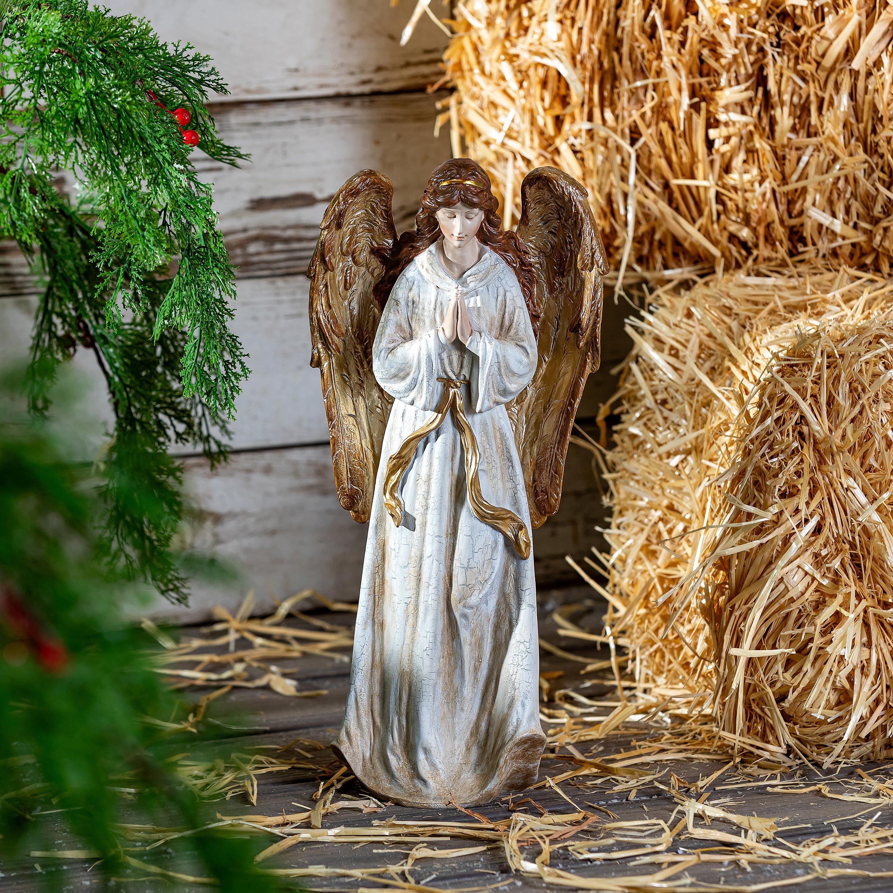 Nativity Garden Statue, Resin Statue, Gilded Angel, 18"H - Walmart.com