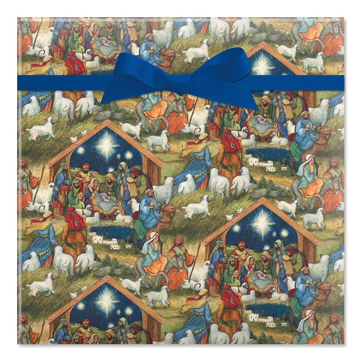 Susan Winget Christmas Wrapping Paper - Nativity Jumbo Rolled Gift Wrap ...