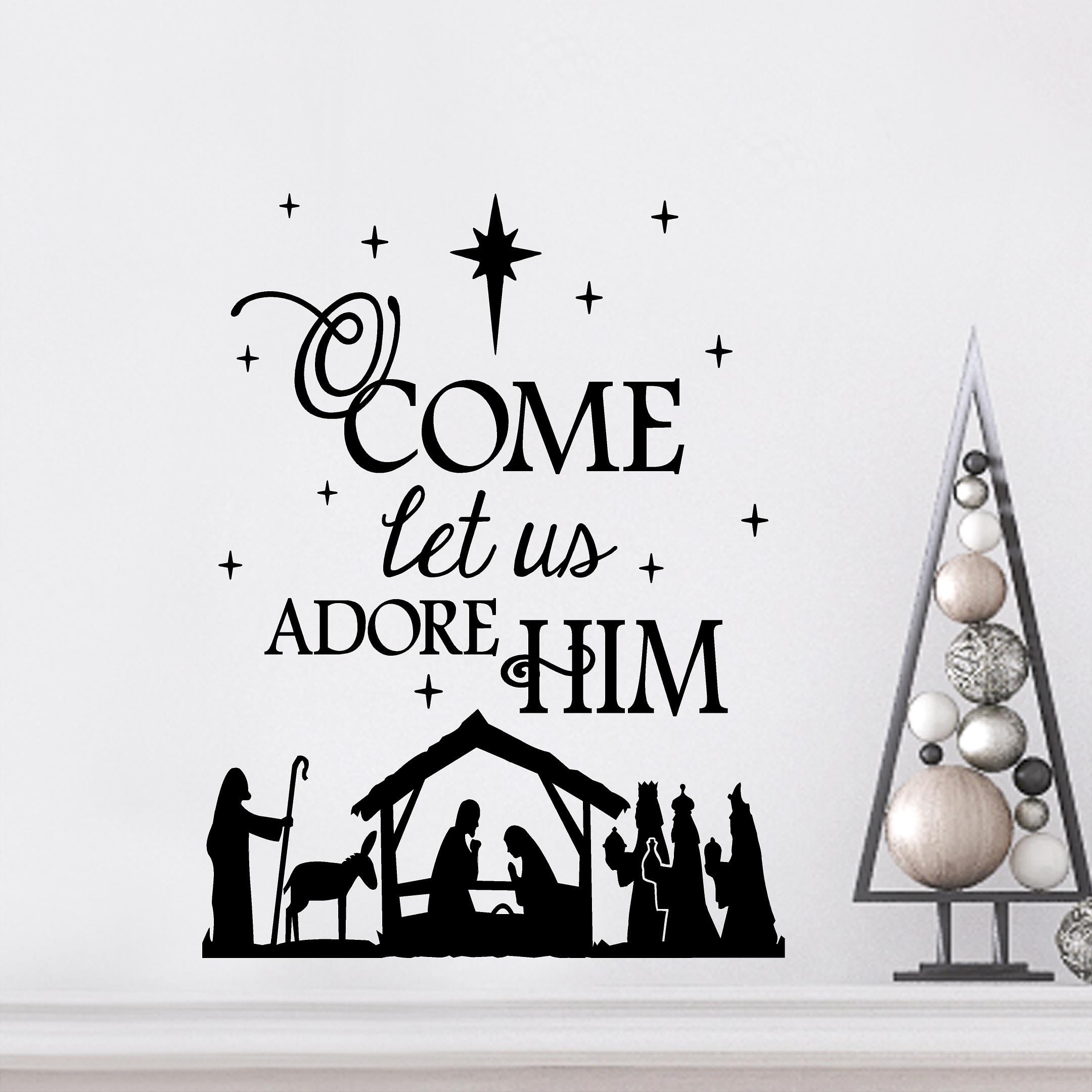 Nativity O Come Let Us Adore Him With Wise Men, Shephard, Manger and ...