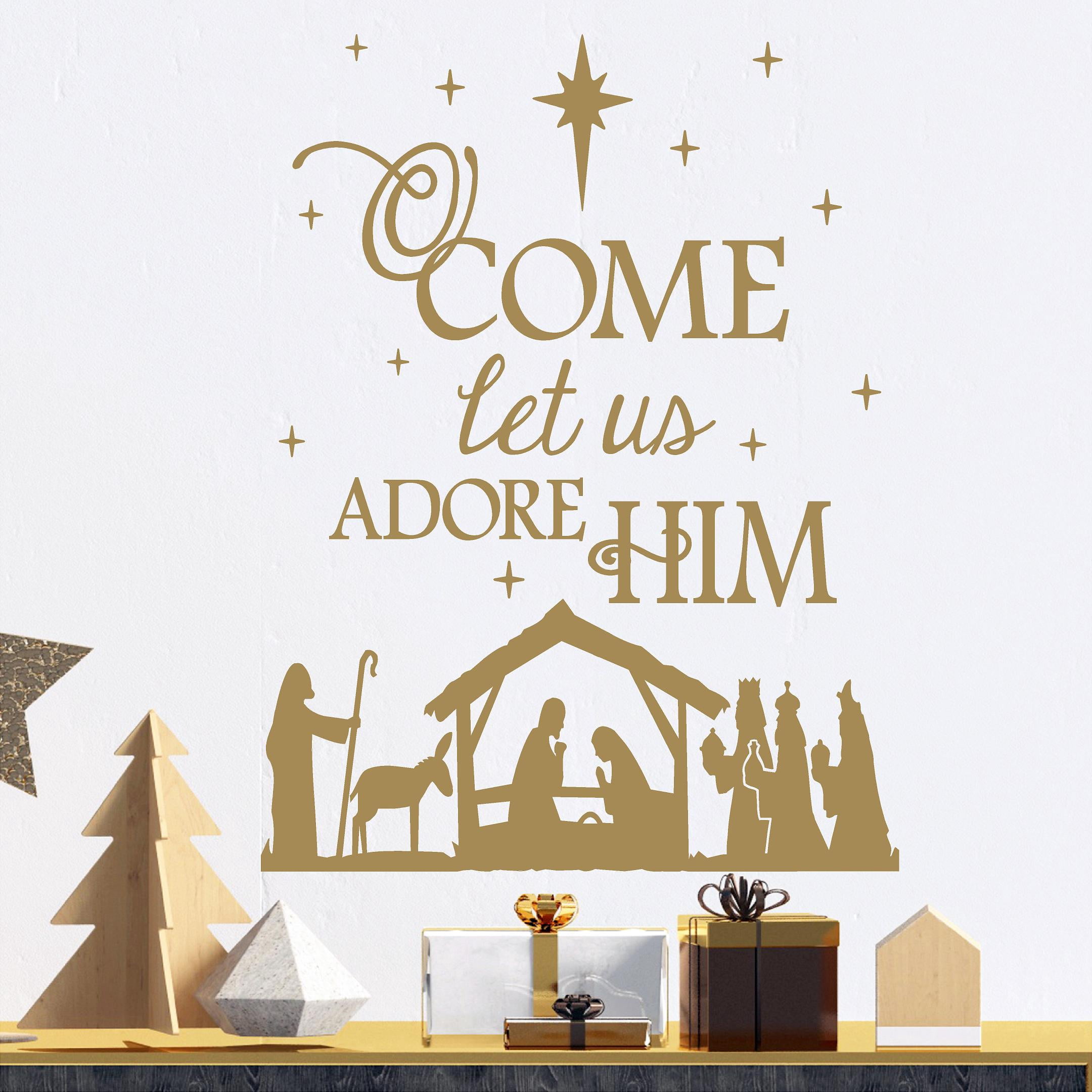 Nativity O Come Let Us Adore Him With Wise Men, Shephard, Manger and ...