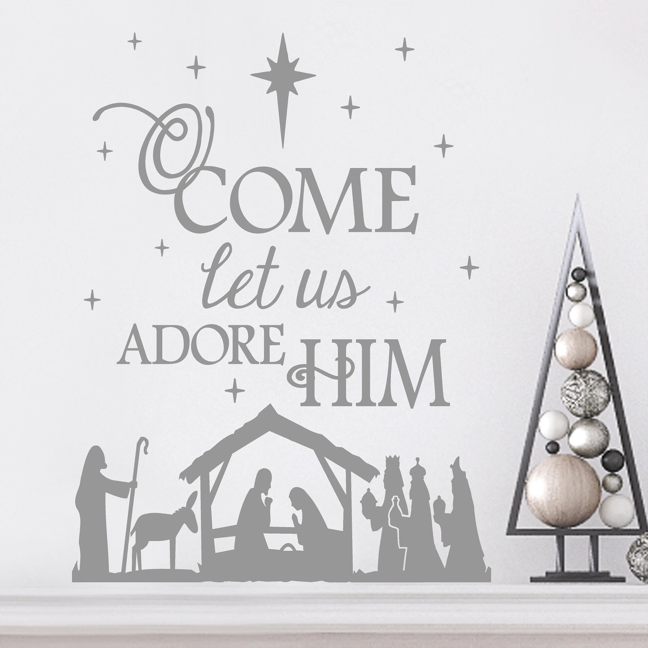 Nativity O Come Let Us Adore Him With Wise Men, Shephard, Manger and ...