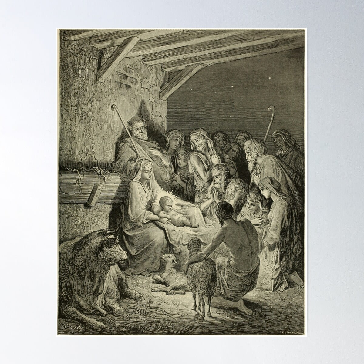 Nativity Of Jesus By Gustave Doré Poster Wall Art, Modern Wall Decor ...