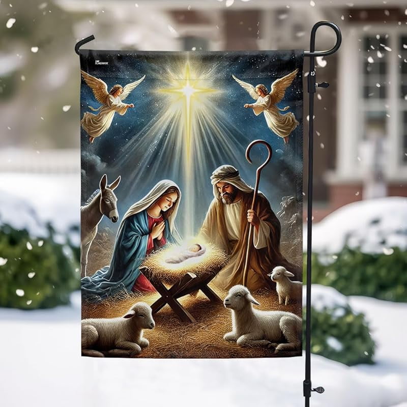 Nativity Of Jesus O Holy Night Christmas Flag, Garden Flag-USA House ...