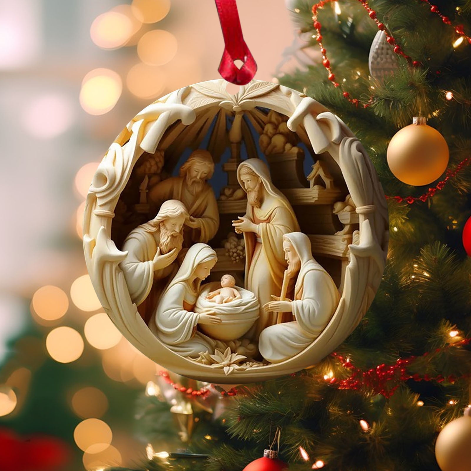 Nativity Ornaments for Christmas Tree, Acrylic Nativity Scene Religious ...