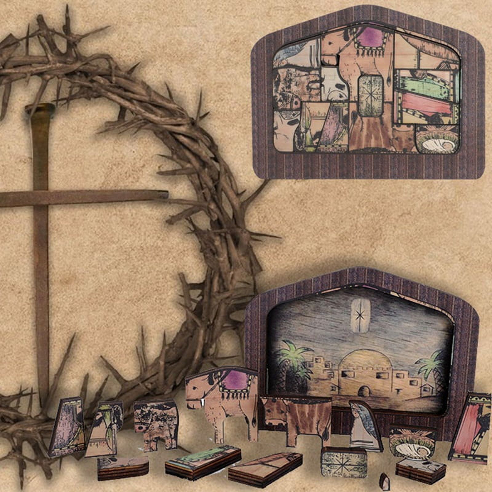 Nativity Puzzle Wooden Jesus Puzzle Statue with Wood Burned Design for ...
