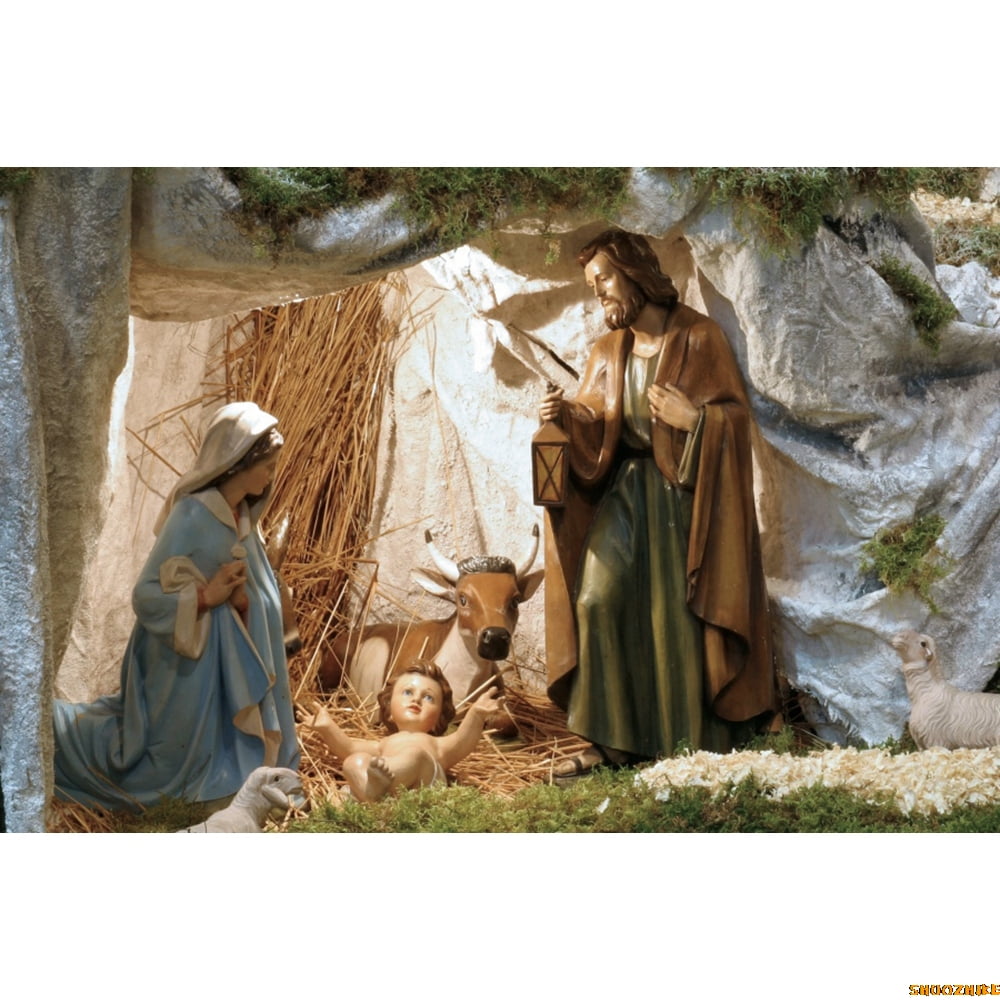 Nativity Sce Backdrops Christian Jesus Nativity Church Night Palms ...