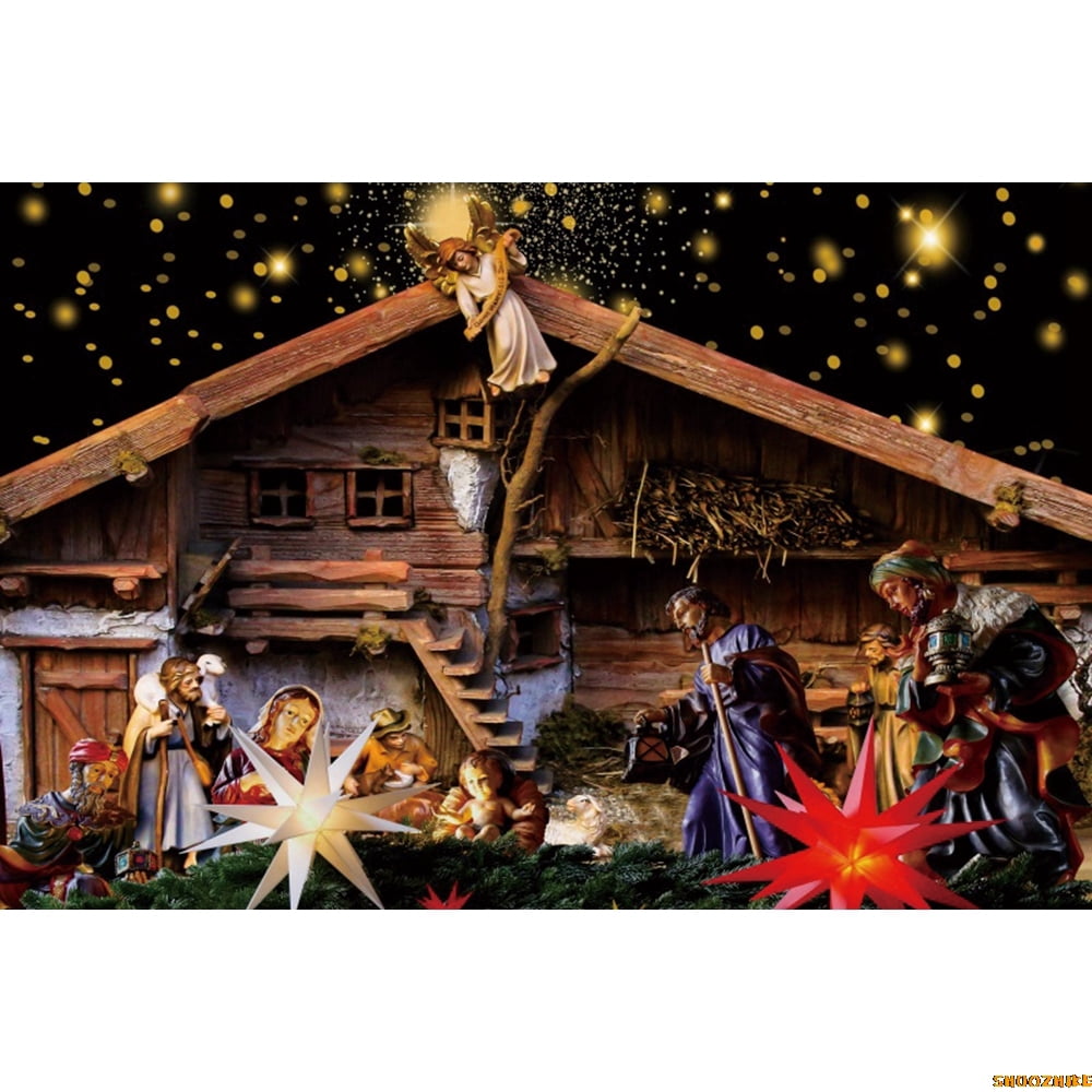 Nativity Sce Backdrops Christian Jesus Nativity Church Night Palms ...