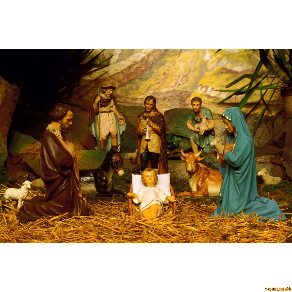 Nativity Sce Backdrops Christian Jesus Nativity Church Night Palms ...