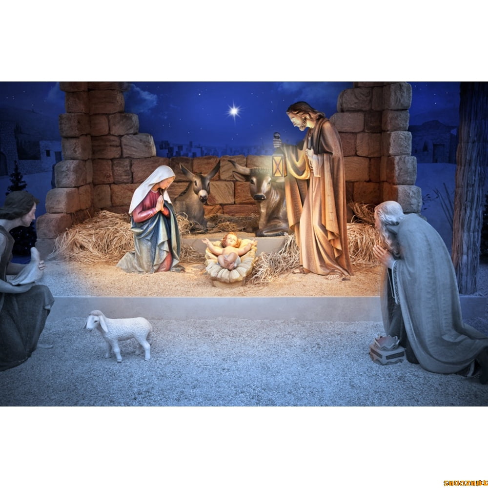 Nativity Sce Backdrops Christian Jesus Nativity Church Night Palms ...