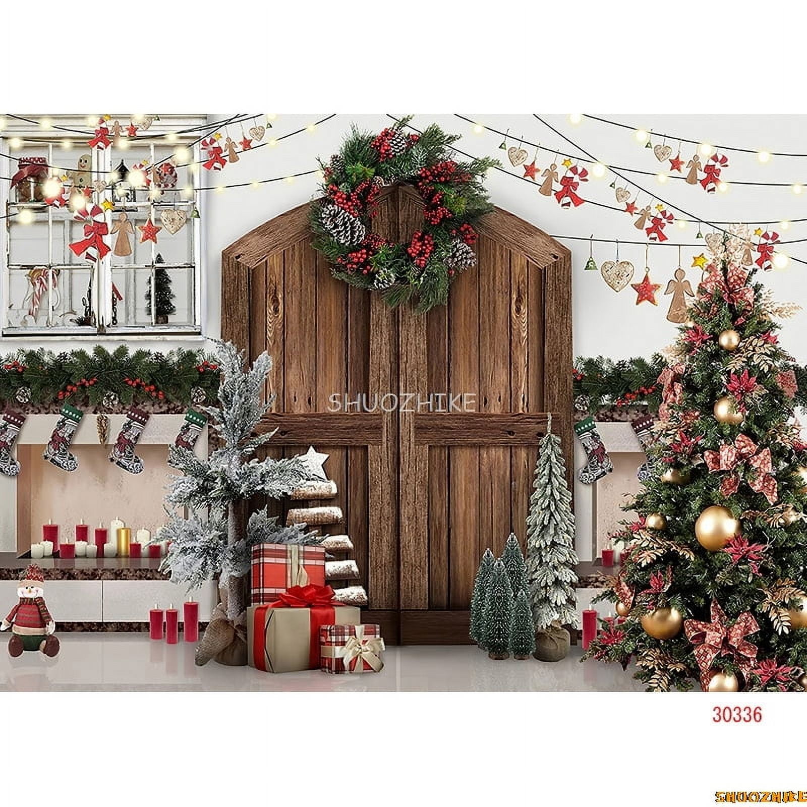 Nativity Sce Manger Photography Backdrops Props Christmas Day Fireplace ...