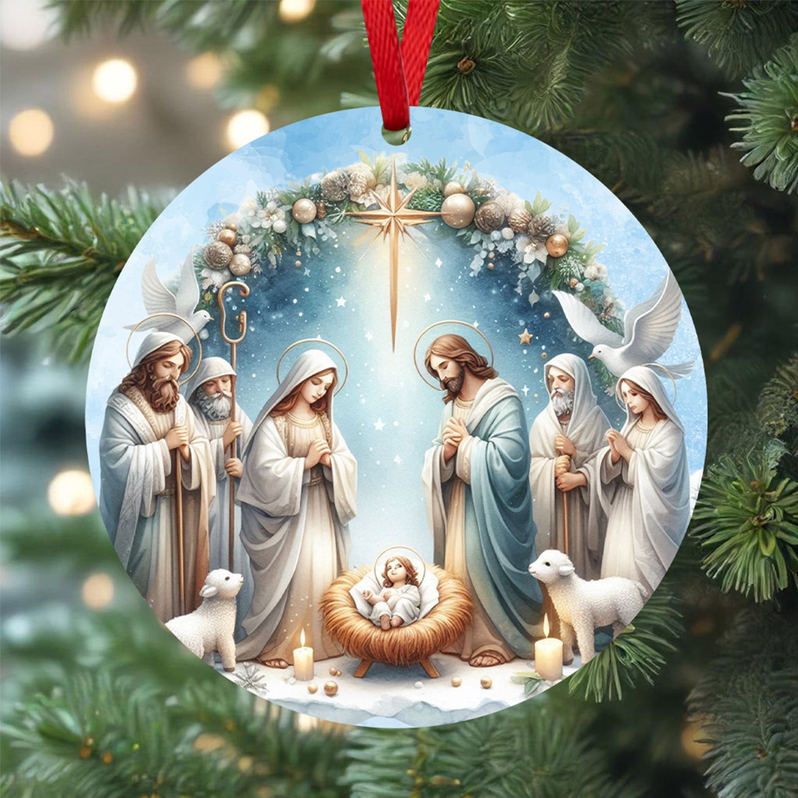 Nativity Scene under $5! Xqxayjr Wooden Nativity Scene Ornament ...