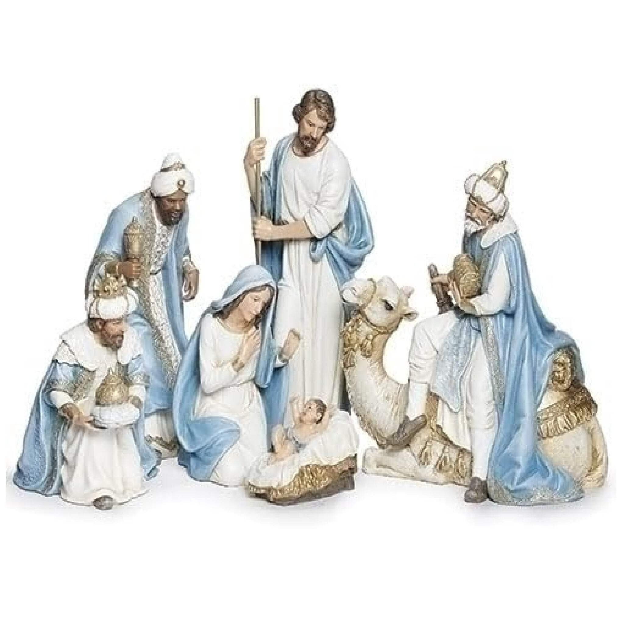 Nativity Scene 6 piece Figures in Blue Champagne by Josephs Studio - Walmart.com