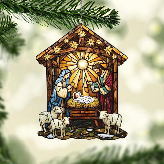 Nativity Scene Acrylic Suncatcher: Christian Christmas Window Décor ...