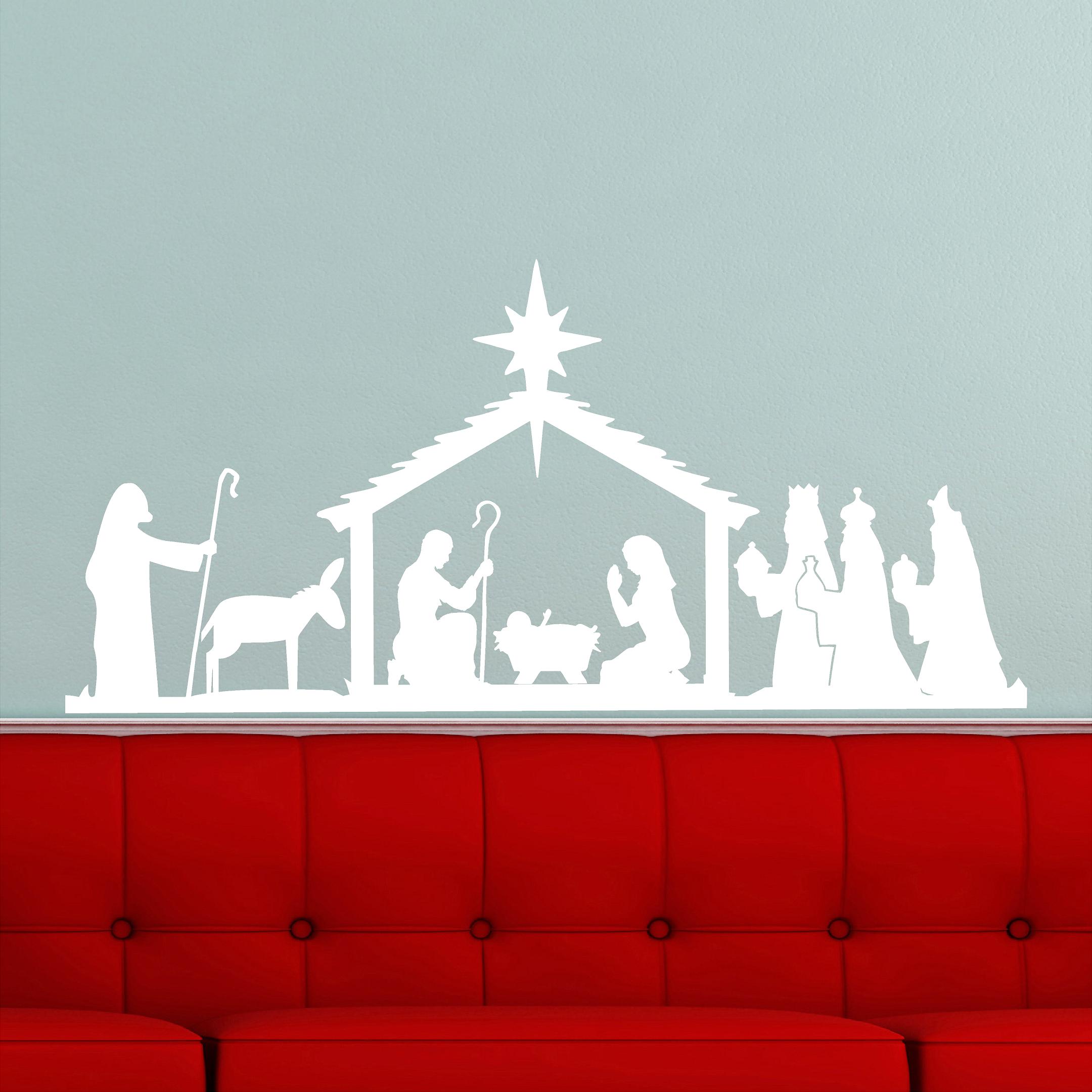 Nativity Scene Baby Jesus Manger Christmas Birth Holiday Decals Wise ...