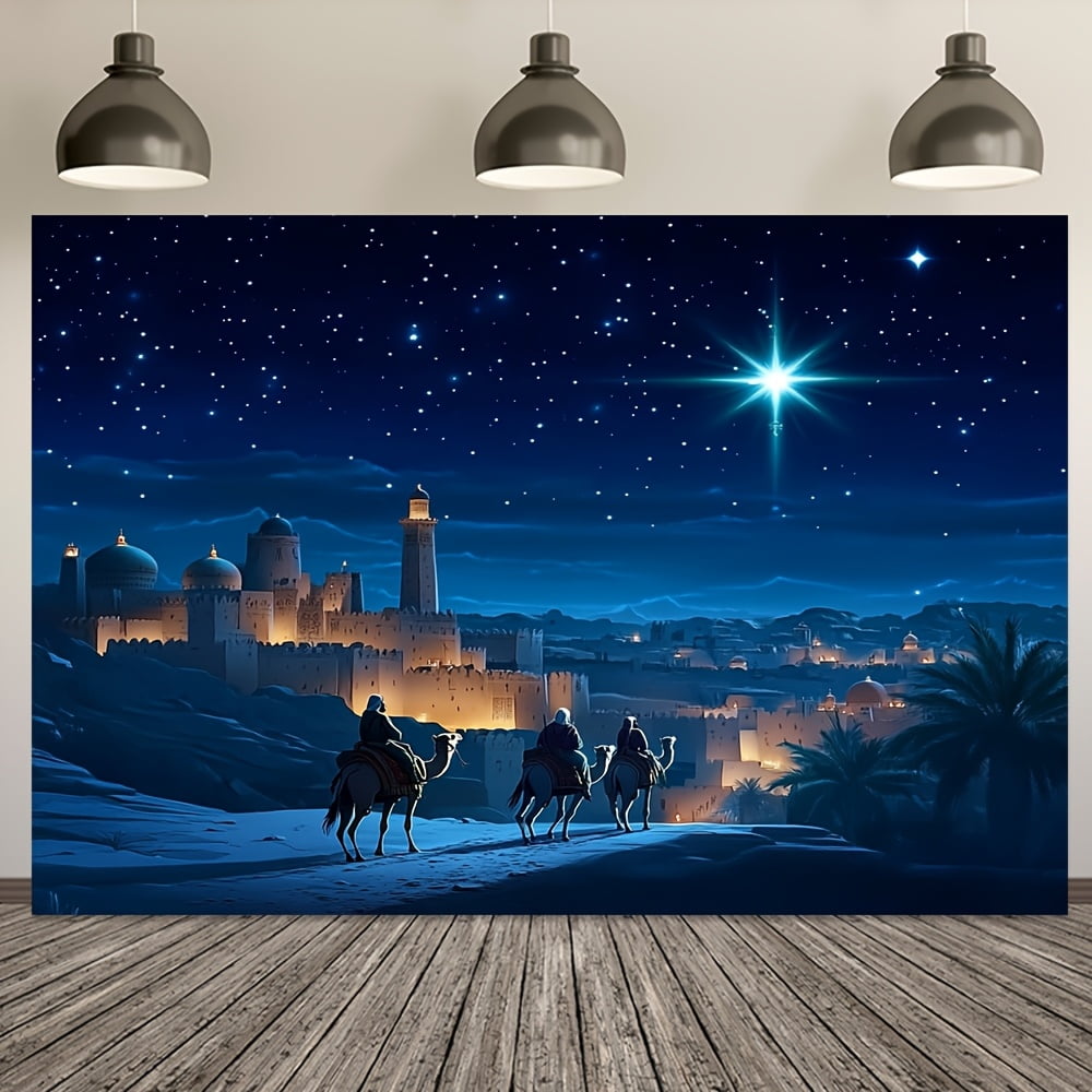 Nativity Scene Backdrop Christmas Night Starlight Three Kings ...