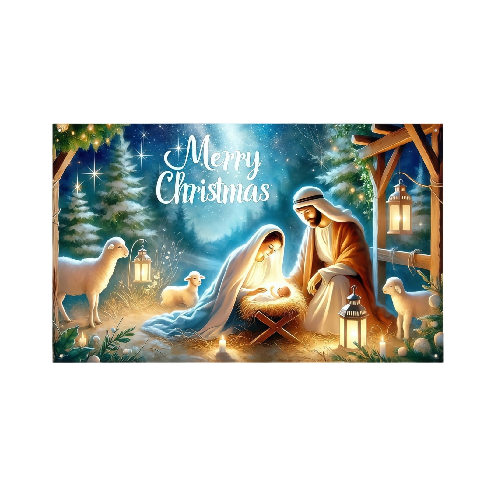 Nativity Scene Banner Merry Christmas Manger Scene Banner Religious ...