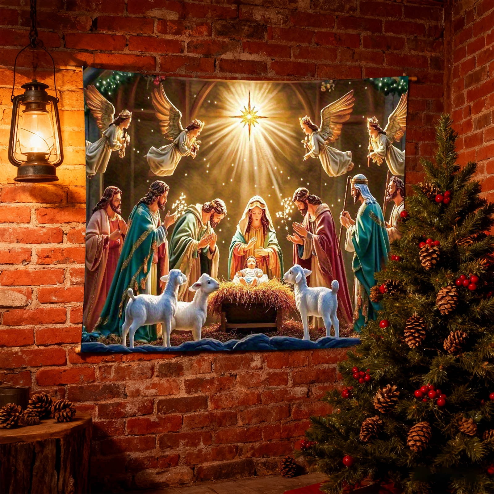 Nativity Scene Christmas Decor Banners , Religious Birth of Jesus ...