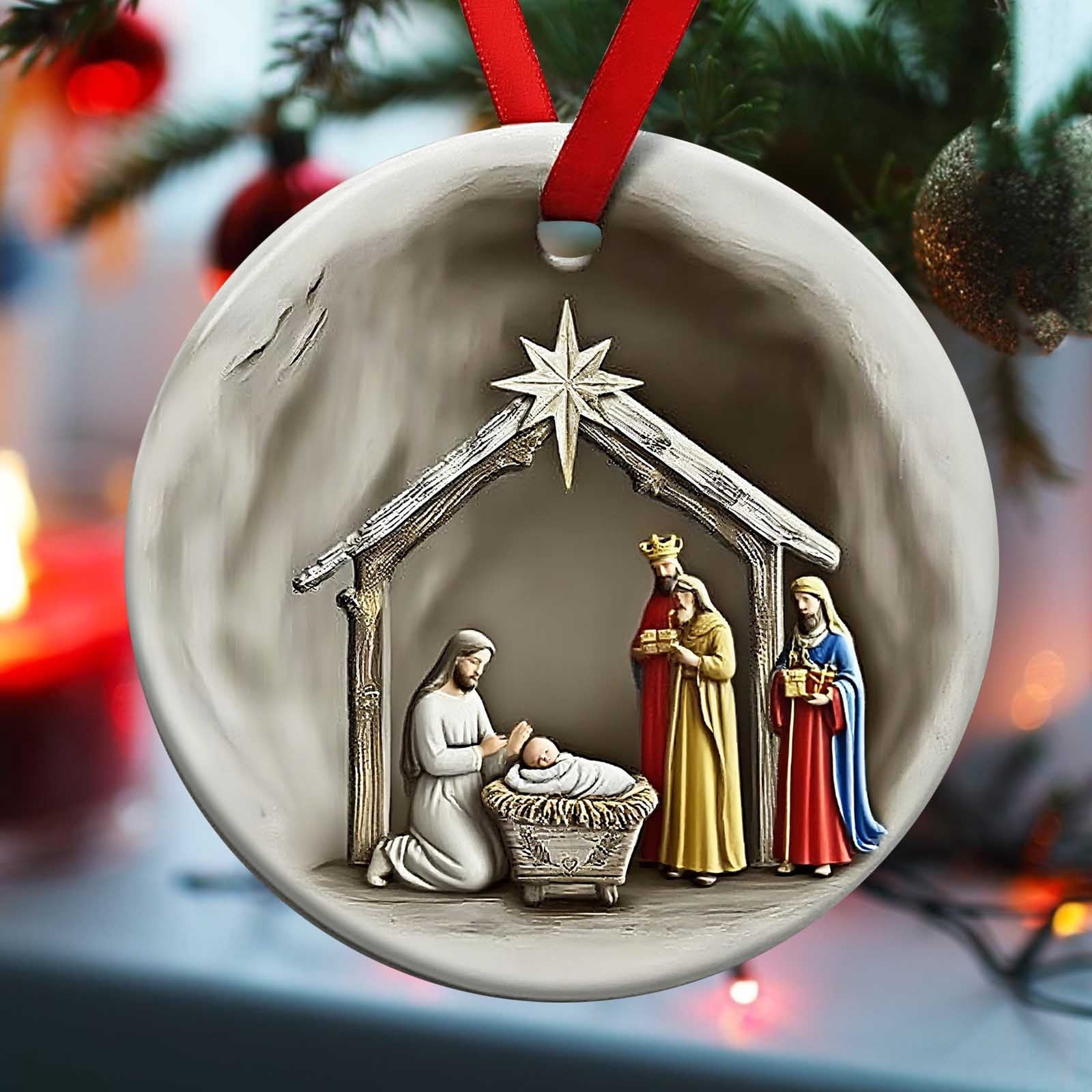 Nativity Scene Christmas Decorative Ornaments, Jesus Nativity Ornament ...