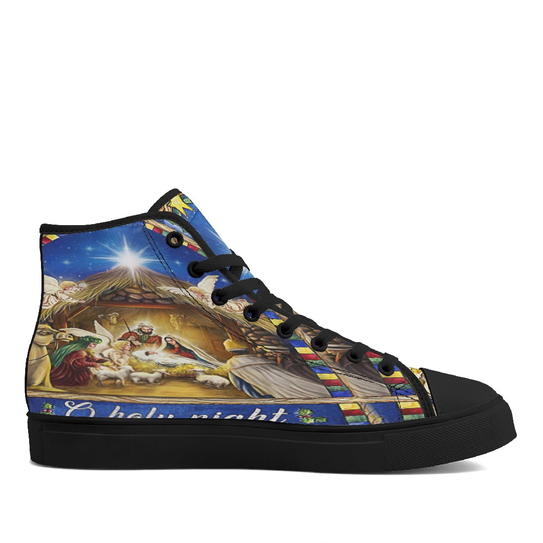 Nativity Scene Christmas O Holy Night High Top Canvas Shoes Sneakers ...