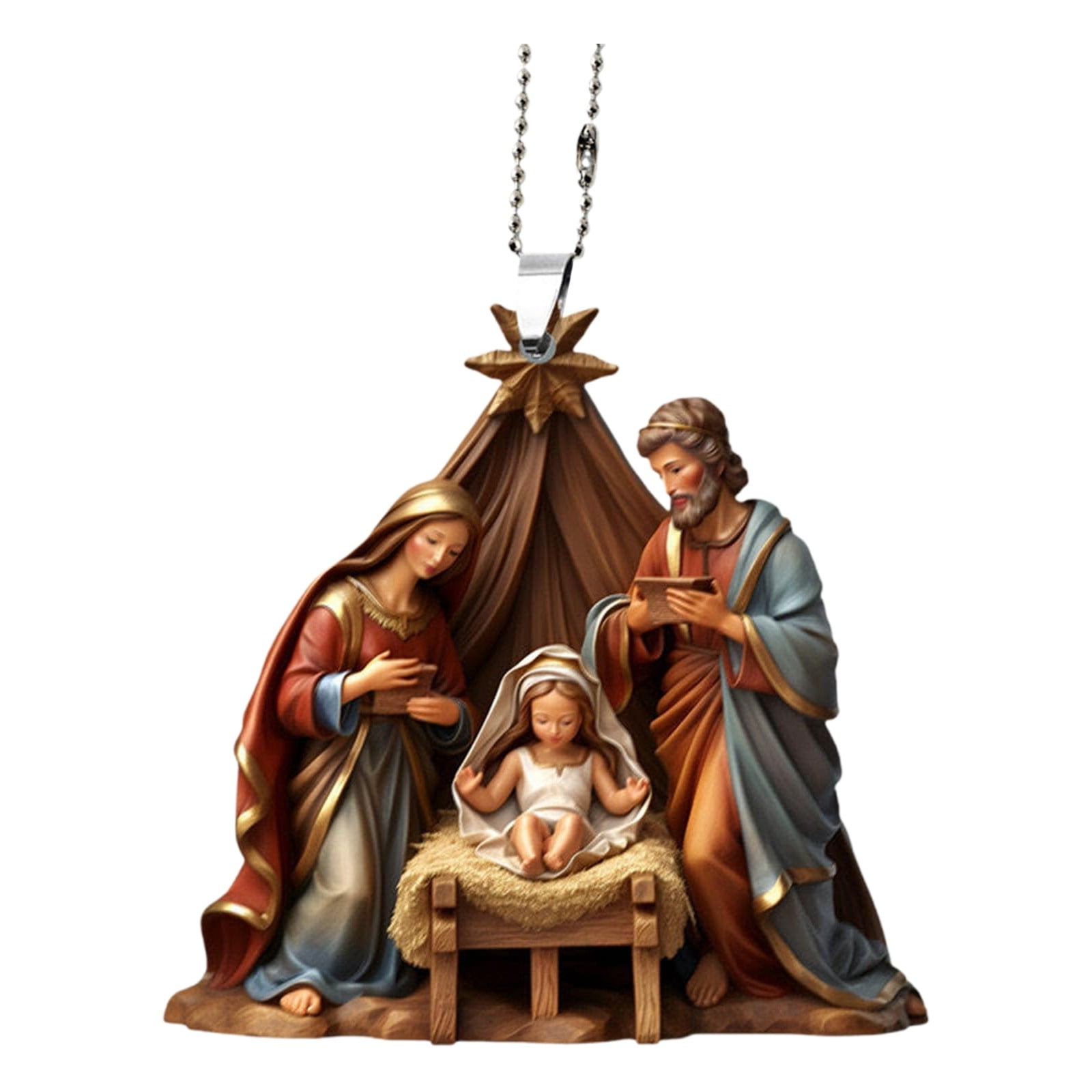 Nativity Scene Christmas Ornaments 2D Acrylic Religious Hanging Decor ...