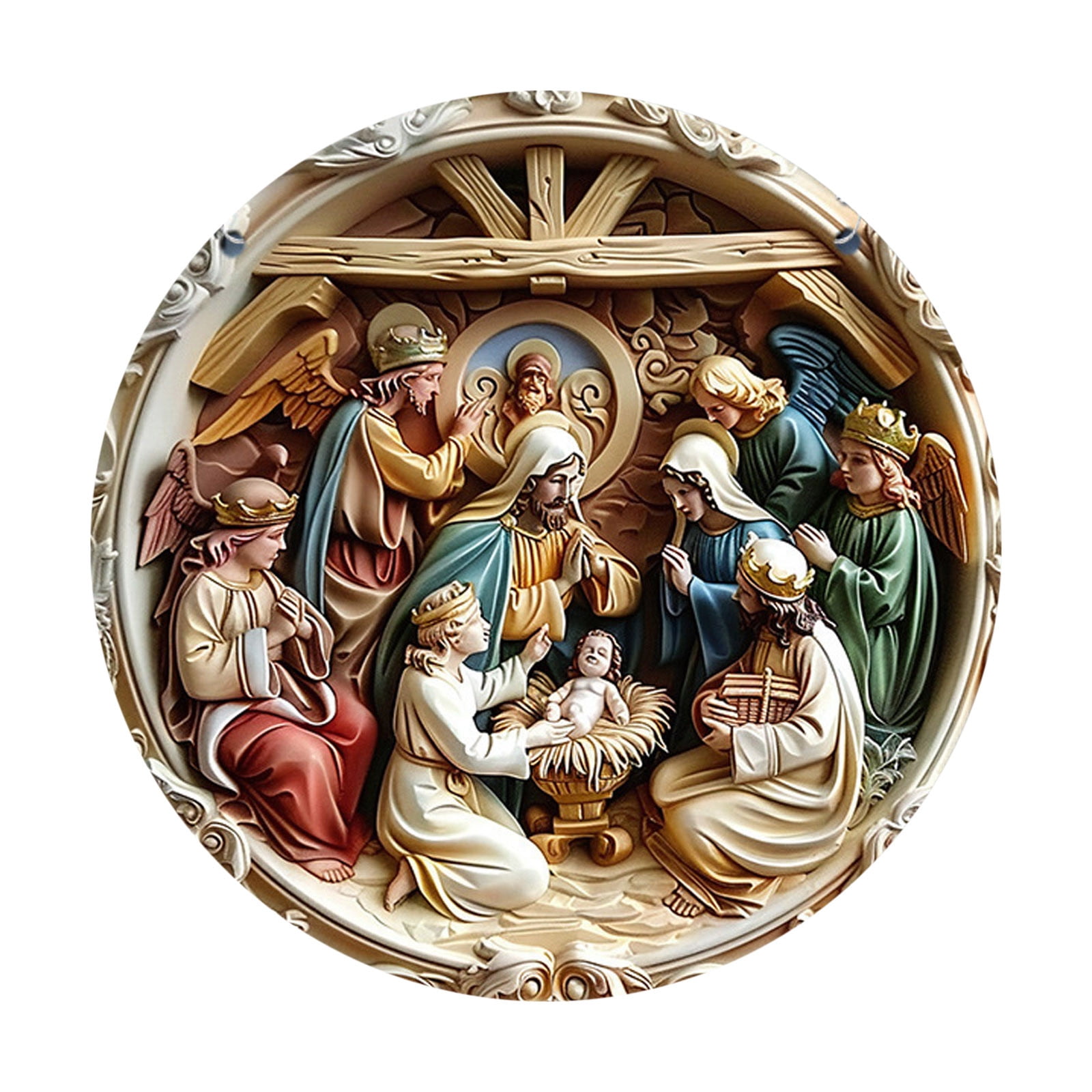 Nativity Scene Christmas Ornaments 2D Acrylic Religious Hanging Decor ...