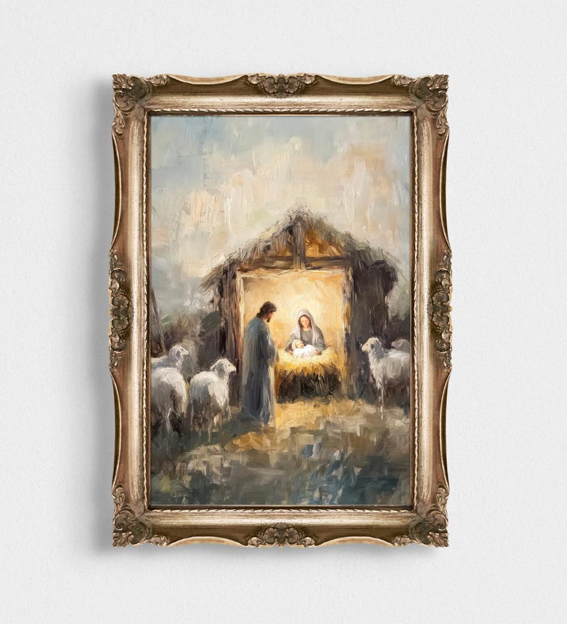 Nativity Scene Christmas Posters Festive Winter Print Poster Holiday ...