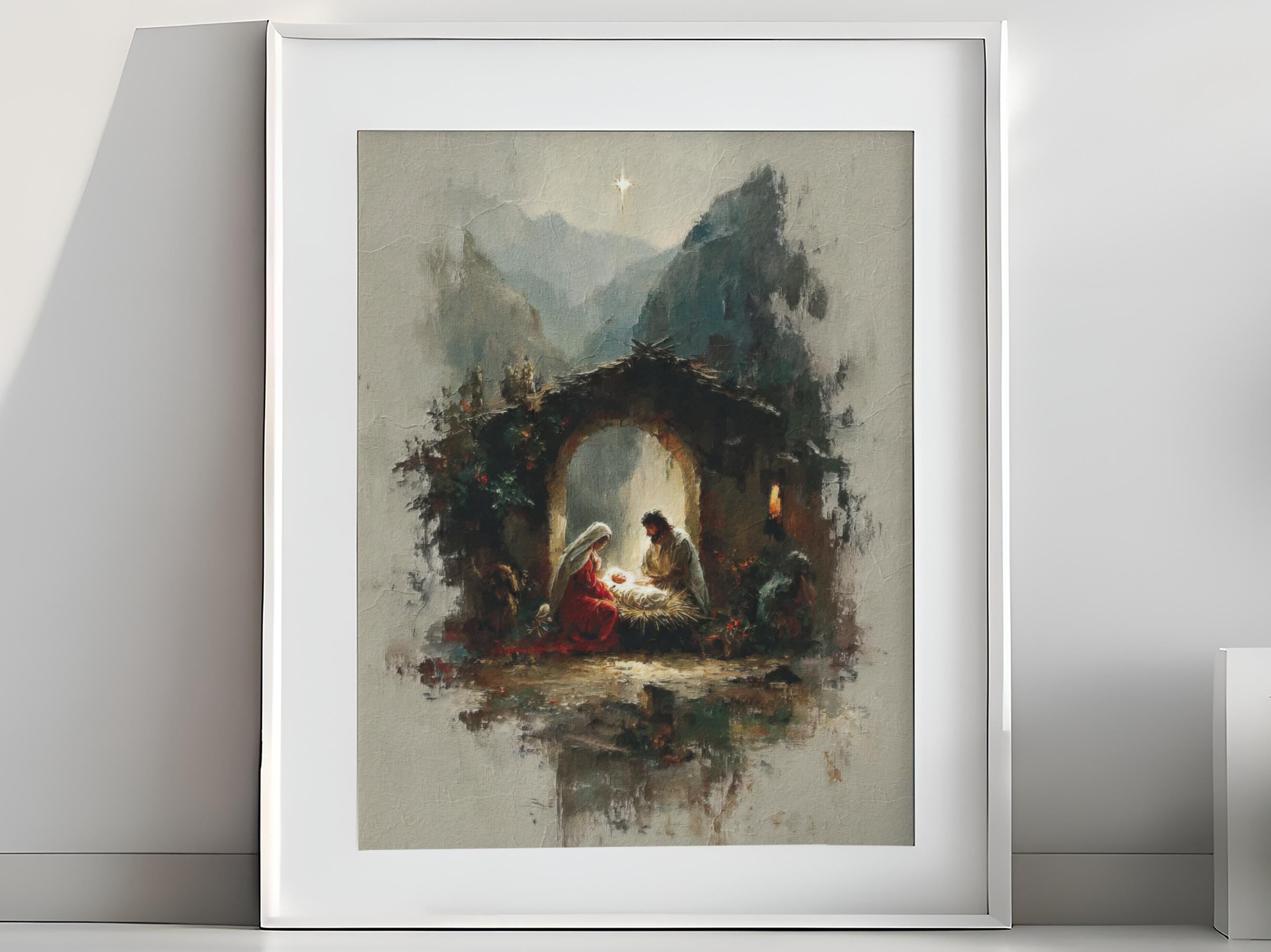 Nativity Scene Classic Art, Holy Family Kristmas Print, Kristmas Jesus ...