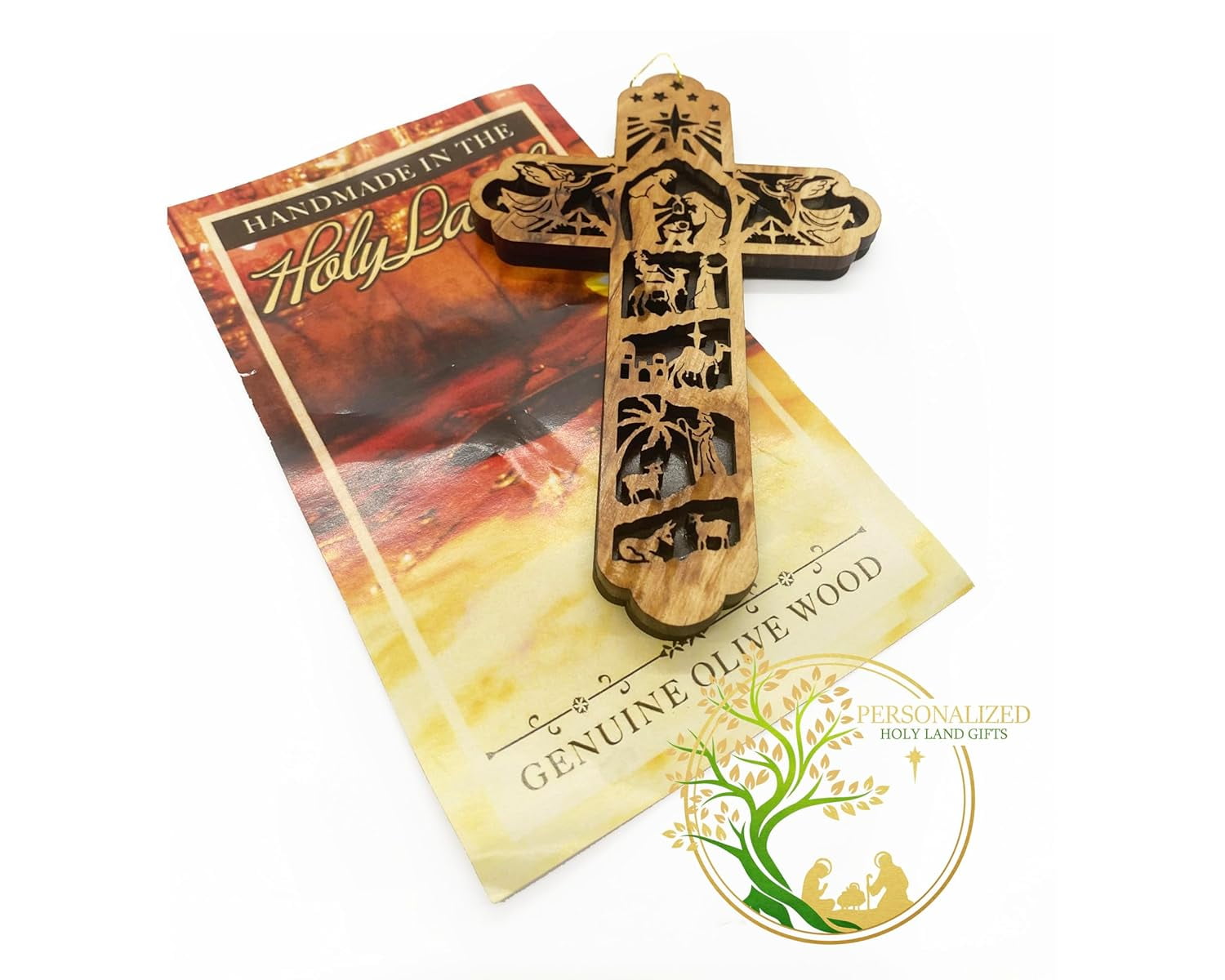 Nativity Scene Cross Tree Ornament Story of the Birth of Christ | Olive ...