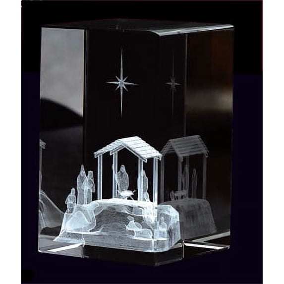 Walmart Nativity Scene Crystal Cube with Lighted Rotating Base and ...