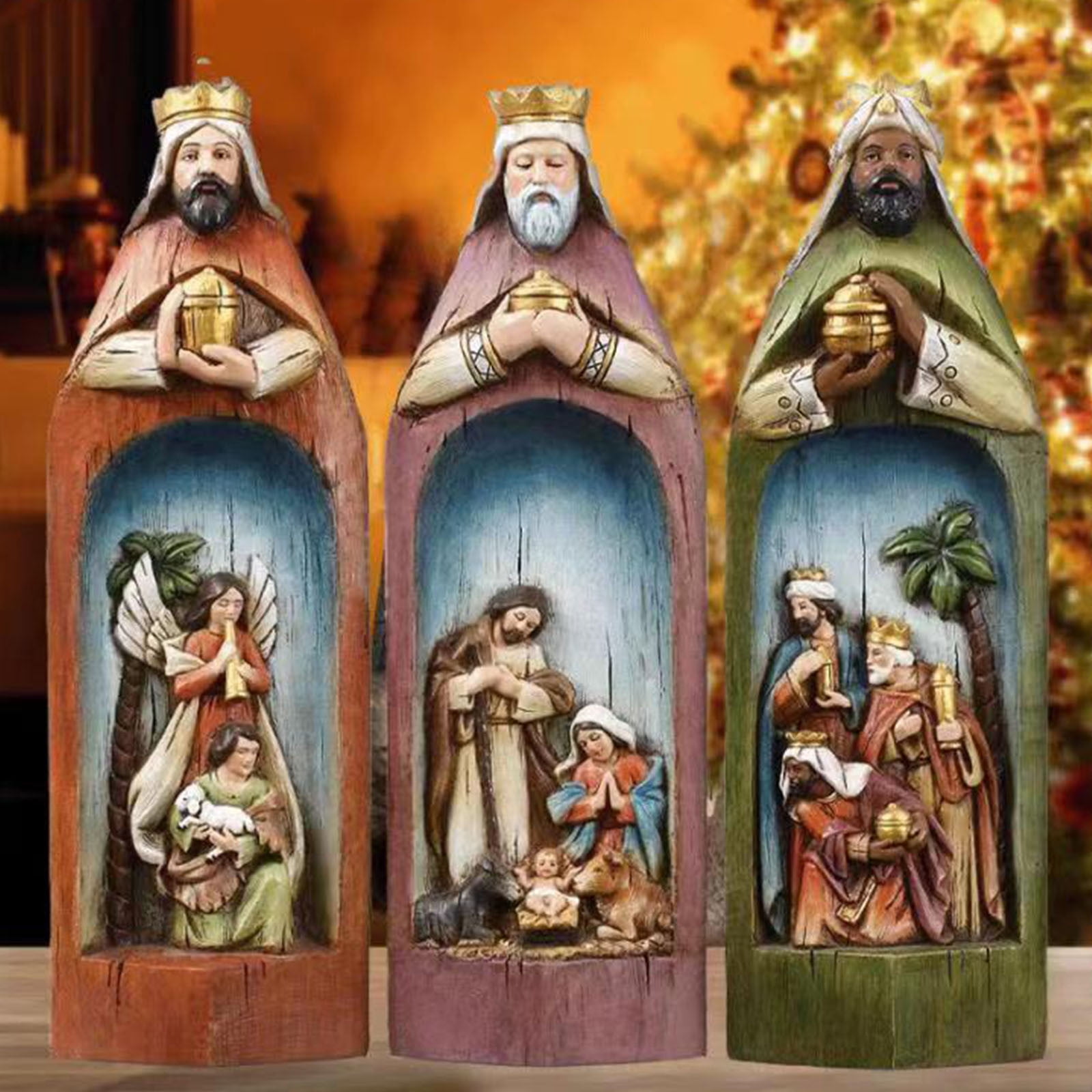 Nativity Scene Decoration, Religious Cloak Style Statue with Holy ...