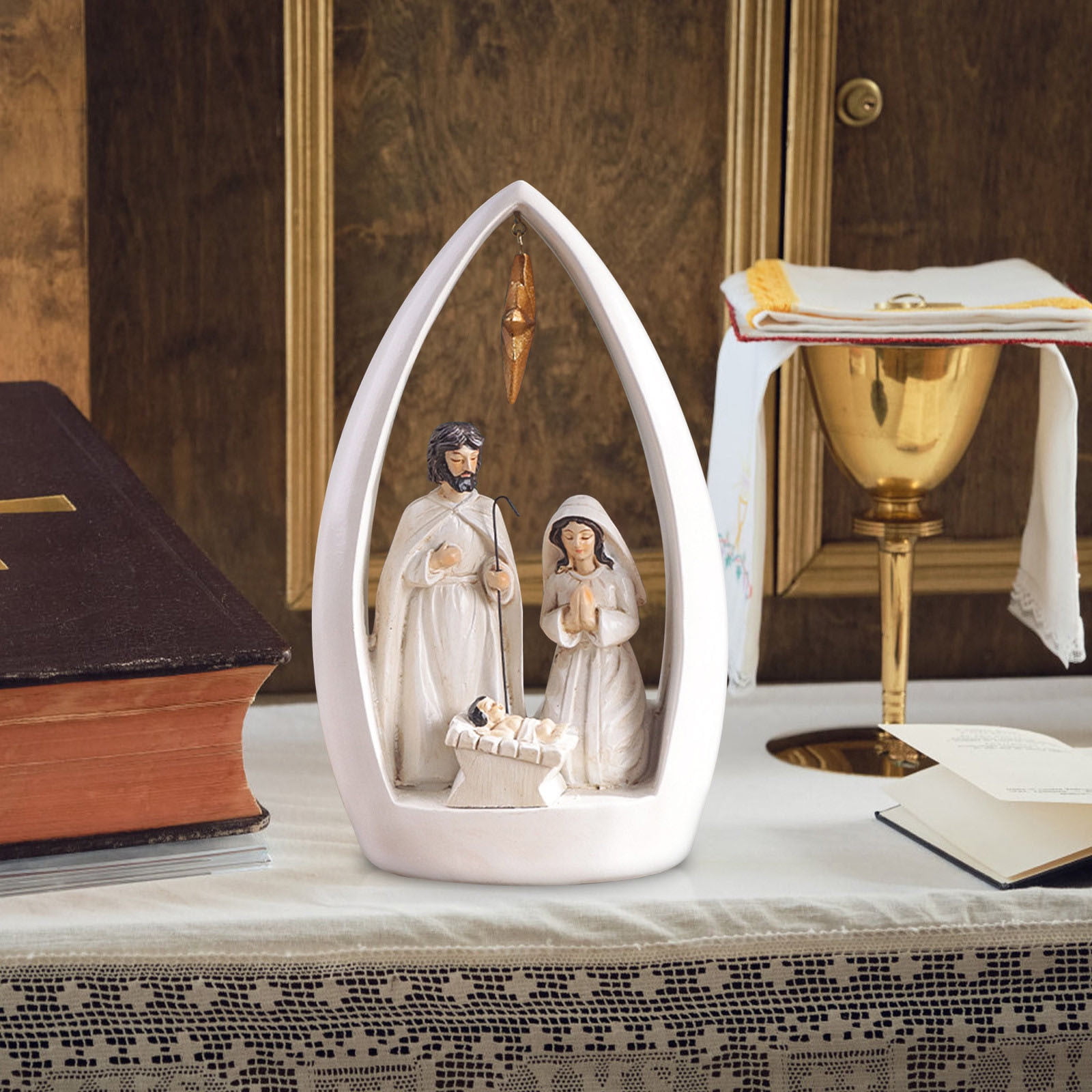 Nativity Scene Figurine Set Religious Christmas Decor Resin Statue for ...