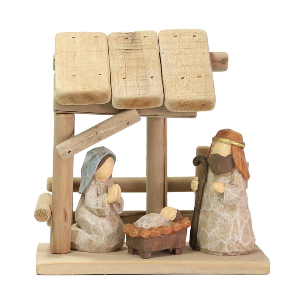 Nativity Scene Figurines Statue Baby Manger Ornament Crafts Party Home ...