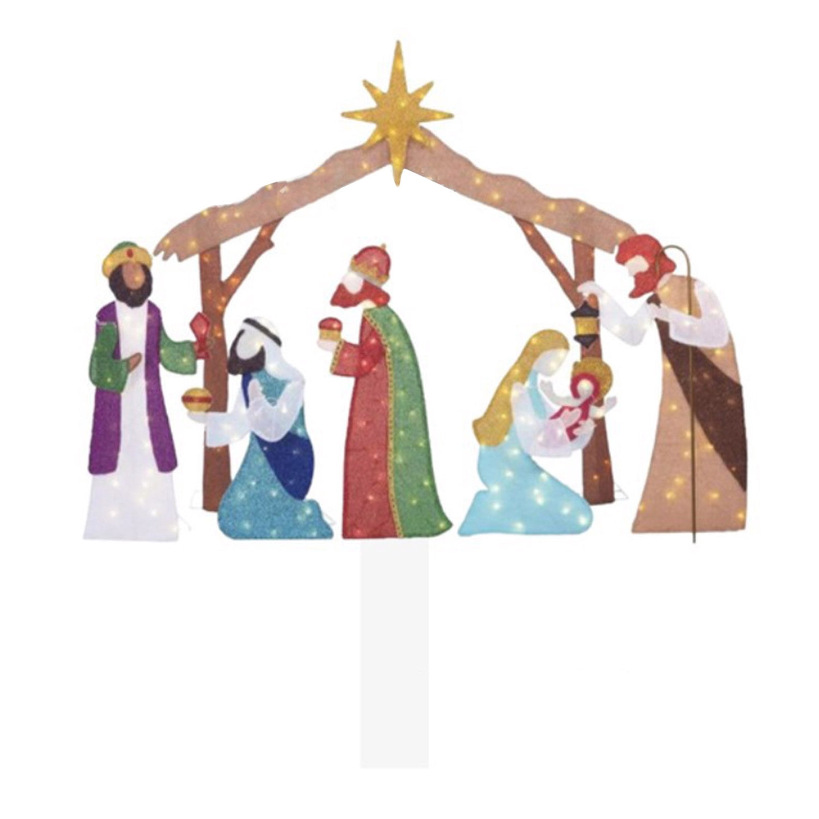 Nativity Scene Garden Stake Lighted Holy Family Ground Stake Outdoor