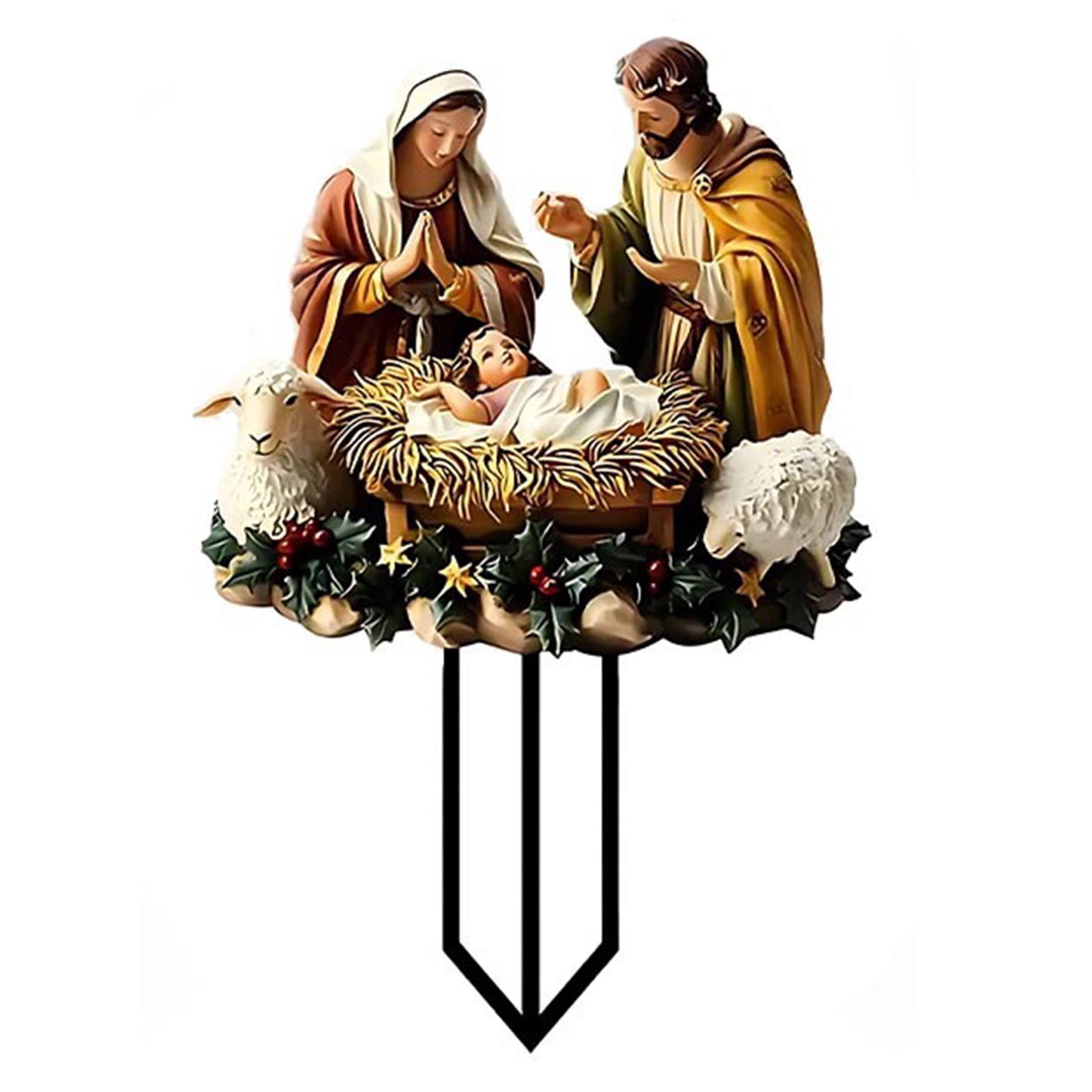 Nativity Scene Garden Stake Yard Decor 2D Flat Acrylic Christmas Ground ...