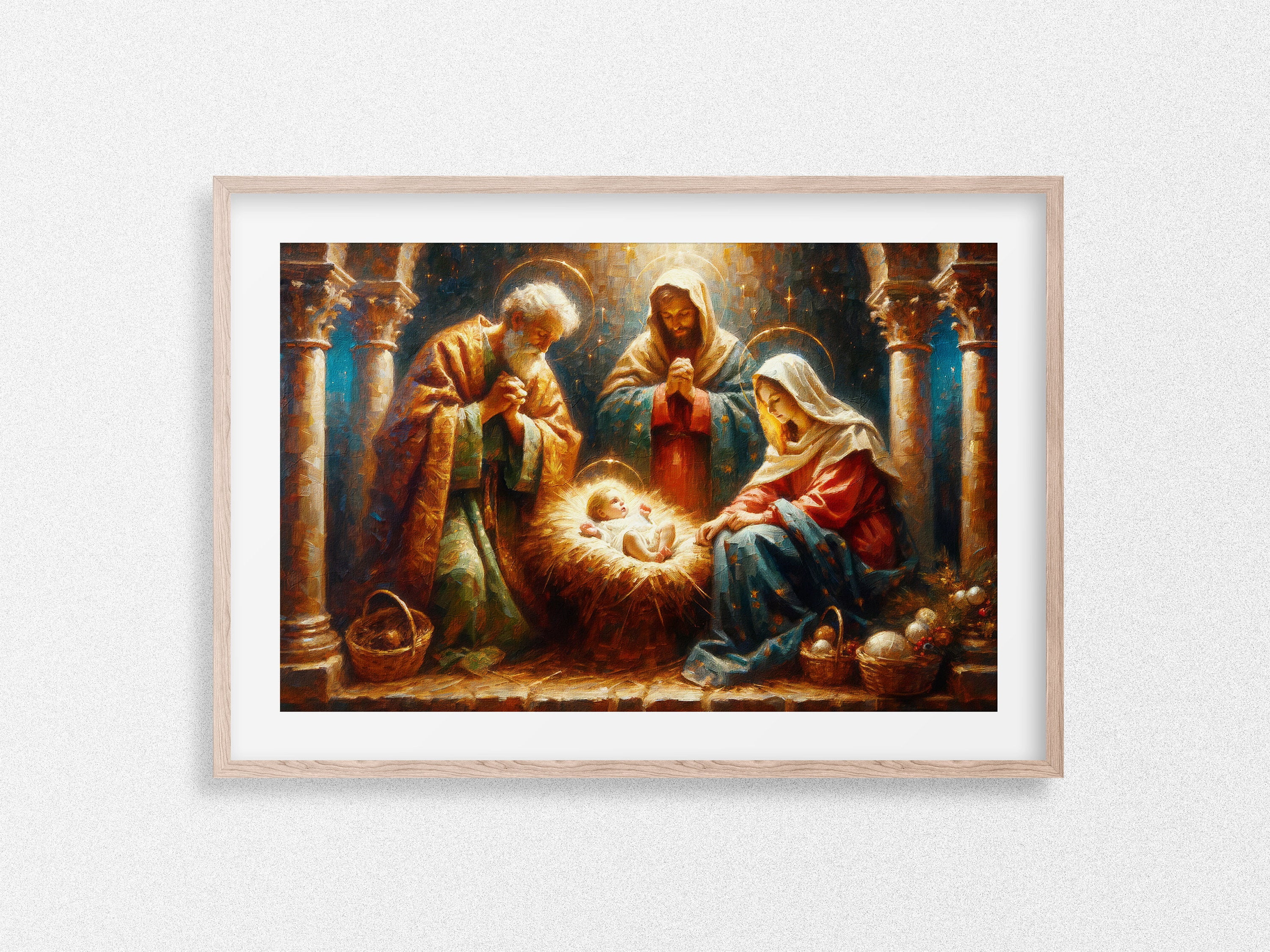 Nativity Scene, Kristmas Home Decor, Christian Wall Art, Baby Jesus In ...