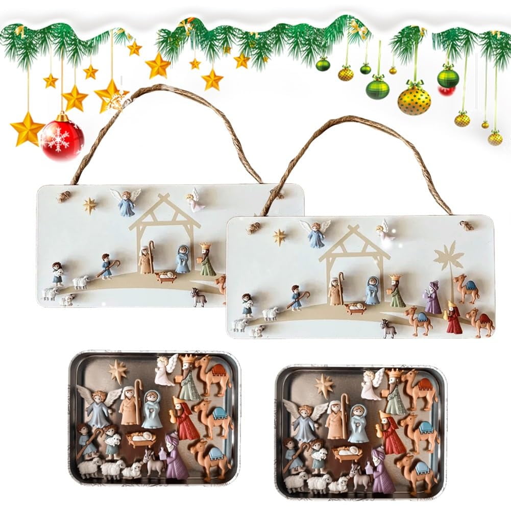 Nativity Scene Magnet Play Set - 3D Resin Figurines - Magnetic Hanging ...