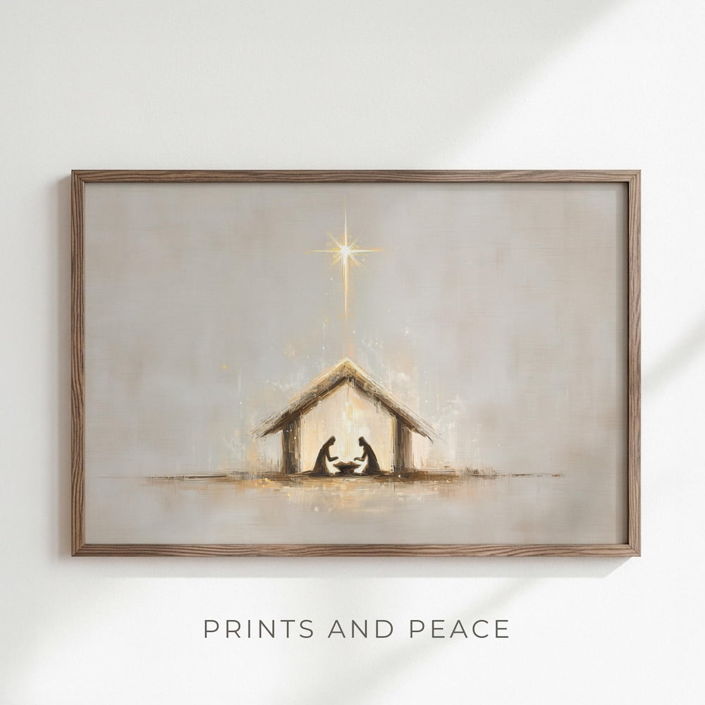 Nativity Scene - Minimal Nativity With Guiding Star, Christian Noel ...