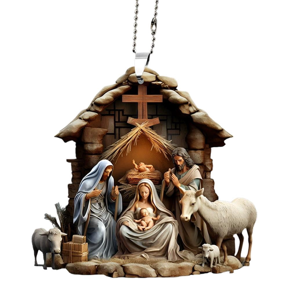 Nativity Scene Ornaments Religious Christmas Acrylic Hanging 2D ...